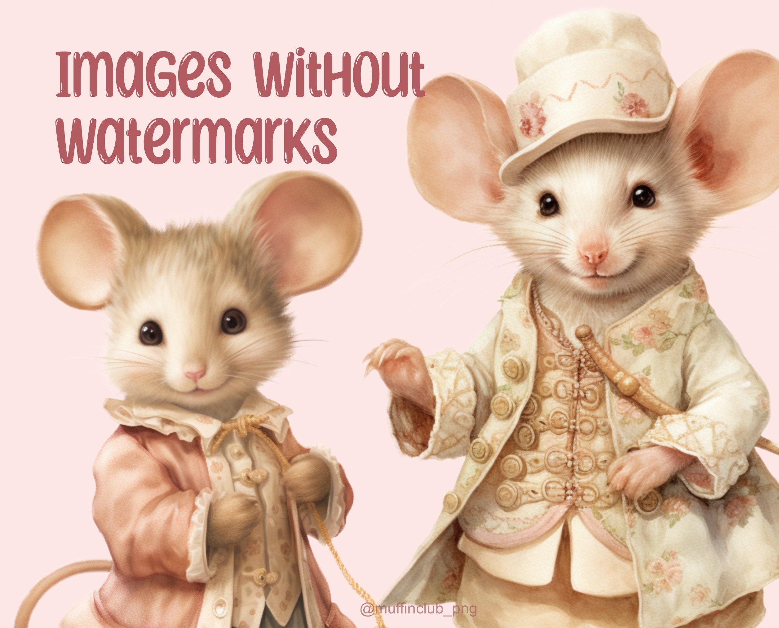 Watercolour Pink Mouse Clipart, Fairytale Mouses PNG Digital Image ...