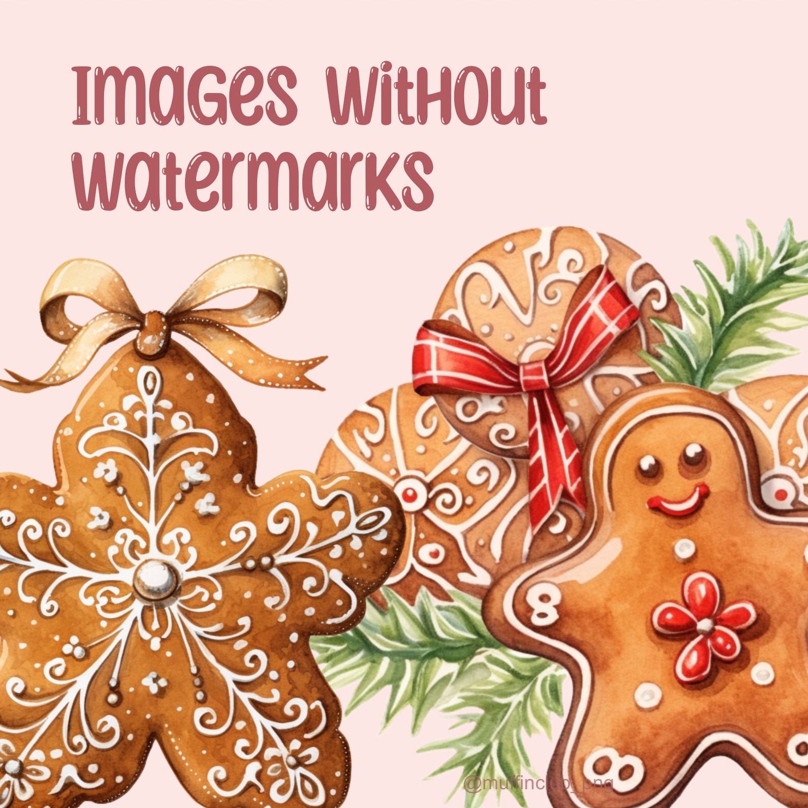 Gingerbread Christmas Watercolour Clipart. Christmas Cookie PNG Digital ...