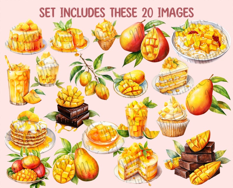 Watercolour Mango Clipart, Summer Fruits Mango PNG Digital Image ...
