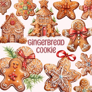 Gingerbread Christmas Watercolour Clipart. Christmas Cookie PNG Digital ...