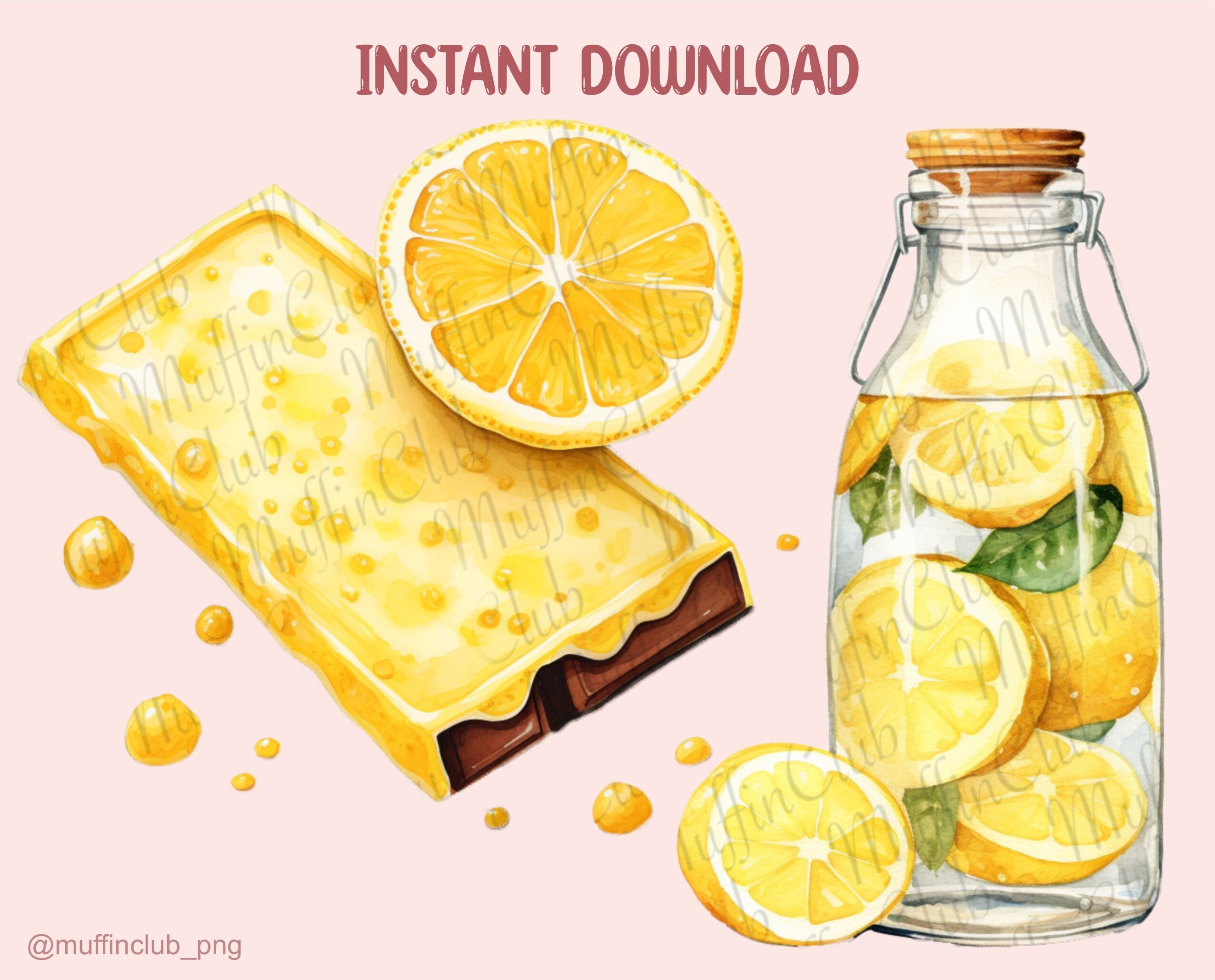 Watercolour Lemon Food Clipart Yellow Fruits PNG Digital - Etsy