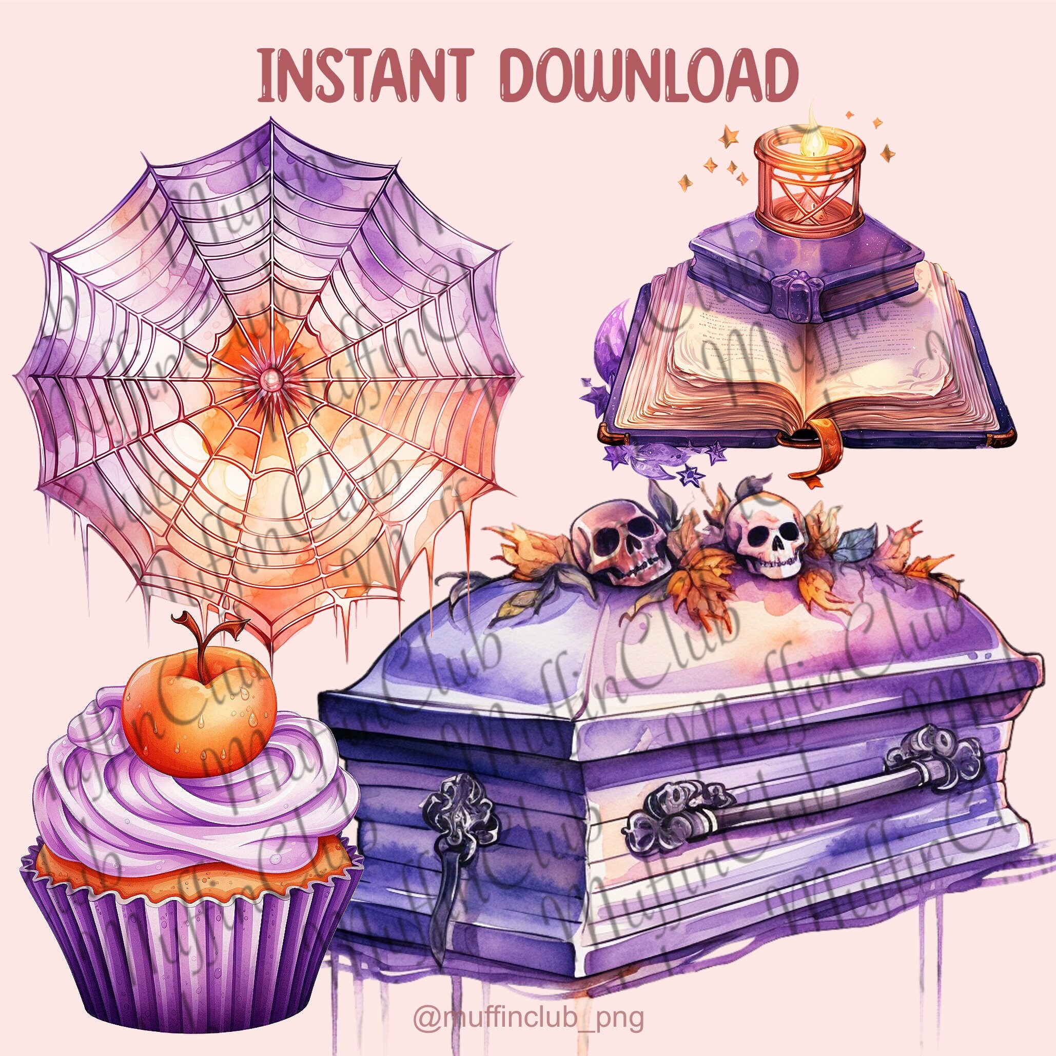 Halloween Clipart Watercolour Bundle PNG Digital Image. - Etsy