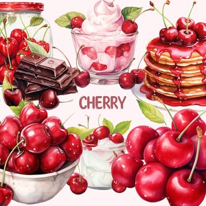 Watercolour Cherry Clipart, Summer Fruits PNG Digital Image Downloads ...
