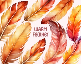 Watercolor Feather Clipart Rainbow Set Digital Scrapbooking Commercial ...