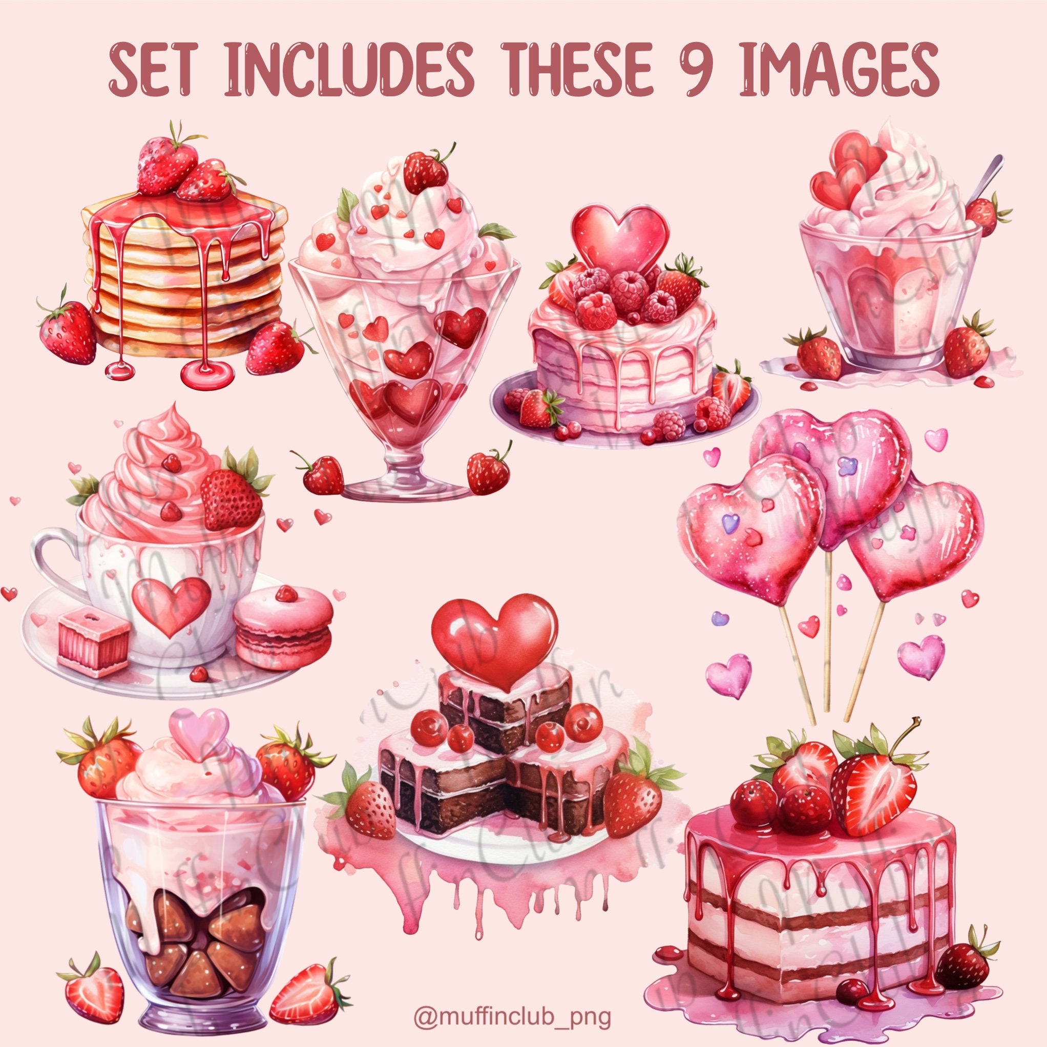 Sweets With Hearts Clipart, Valentines Day PNG Digital Image Downloads ...