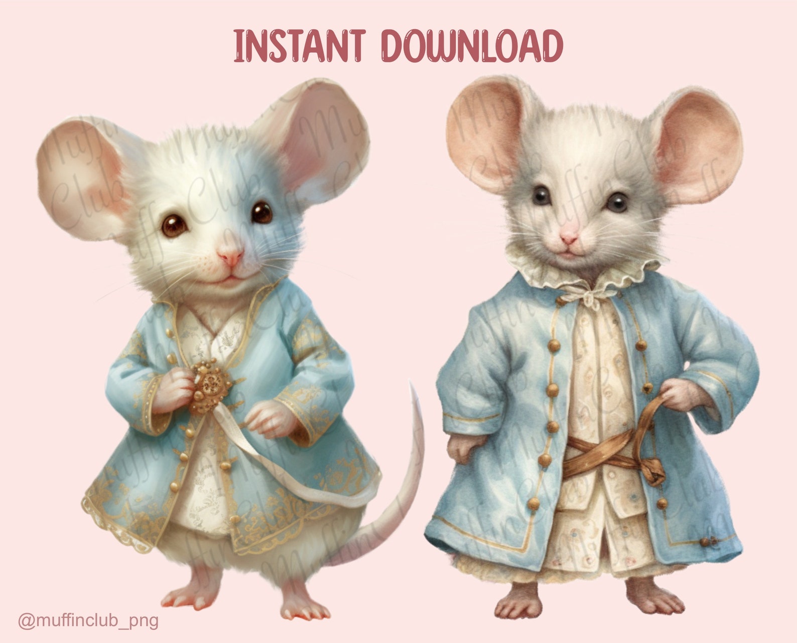 Watercolour Little Blue Mouse Clipart - Fairytale Mice PNG Digital ...