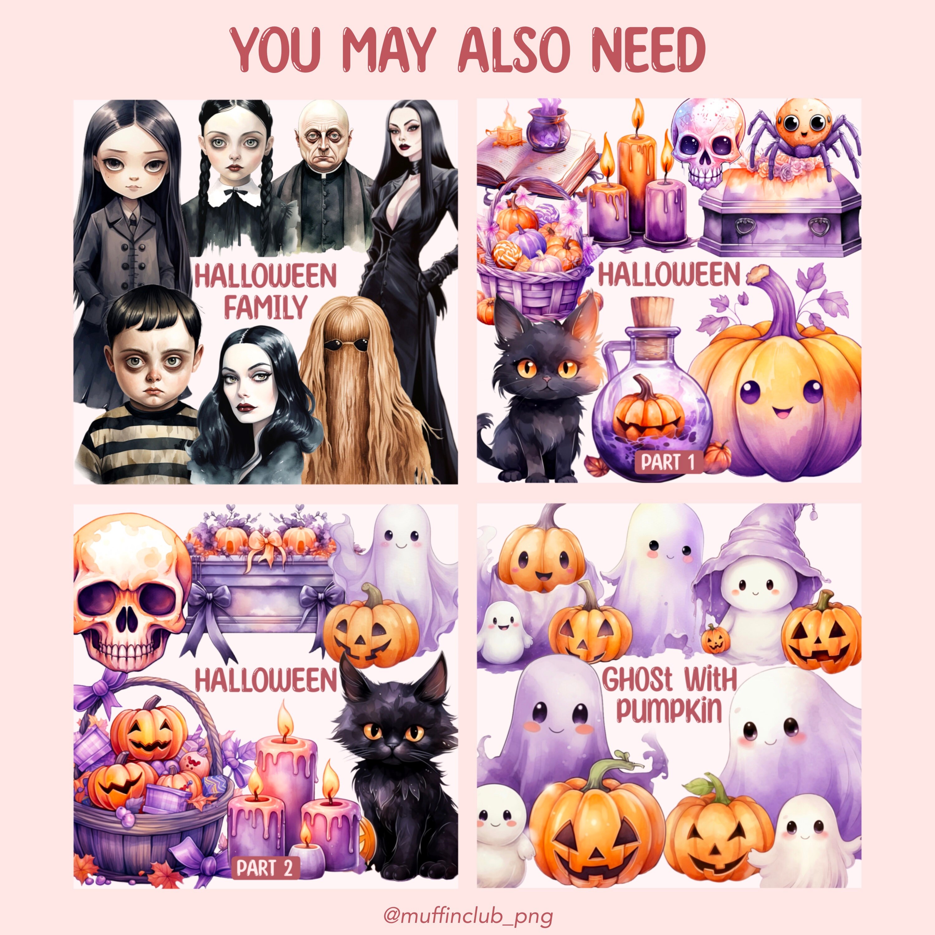 Halloween Clipart Watercolour Bundle PNG Digital Image. - Etsy
