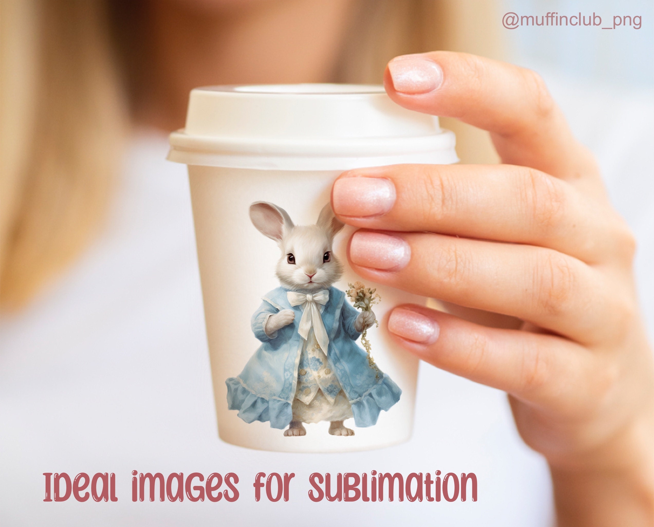 Watercolour Blue Rabbits Clipart Fairytale Bunny PNG Digital - Etsy