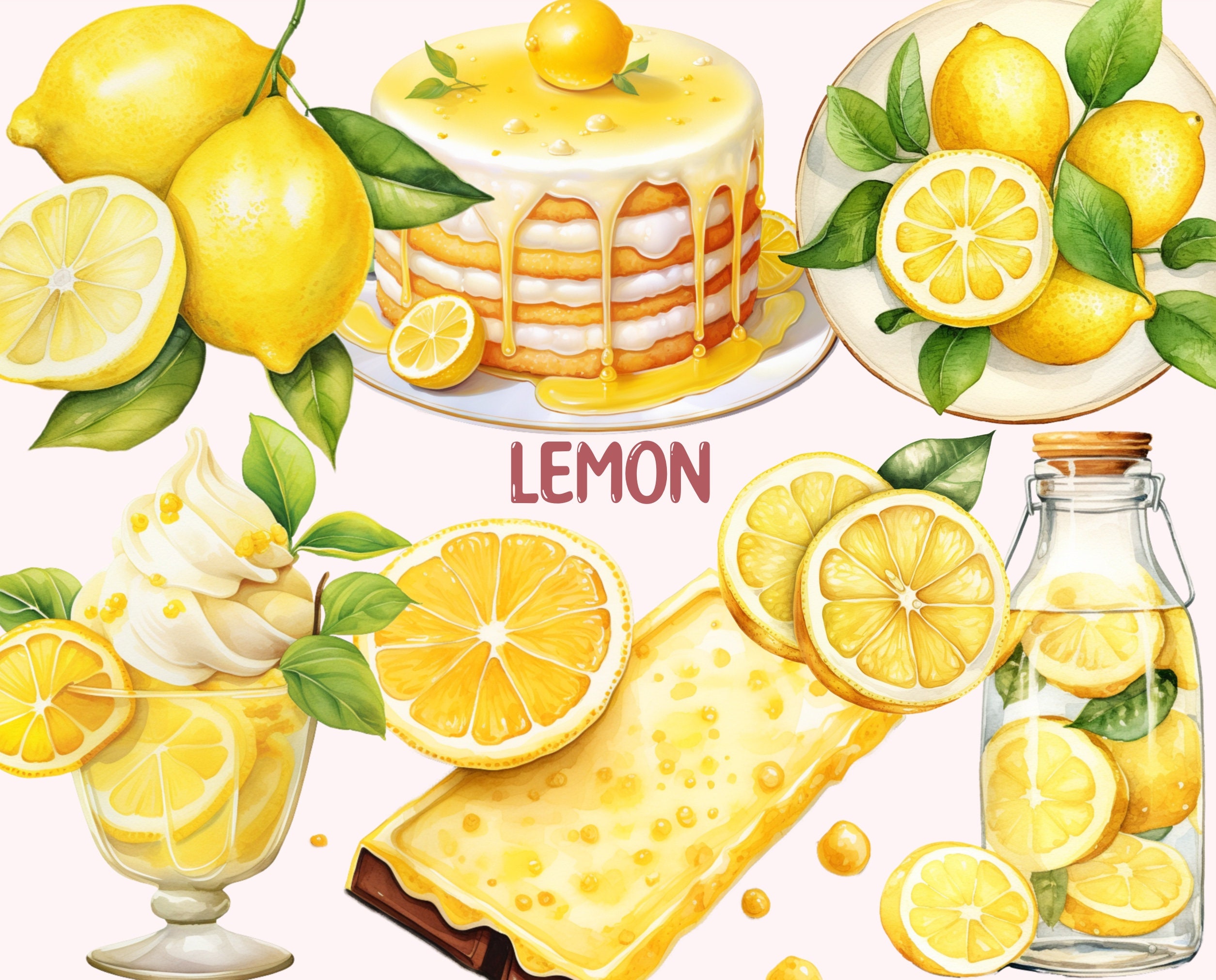 Watercolour Lemon Food Clipart, Yellow Fruits PNG Digital Image ...