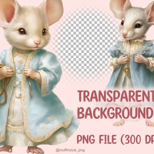 Watercolour Little Blue Mouse Clipart - Fairytale Mice PNG Digital ...
