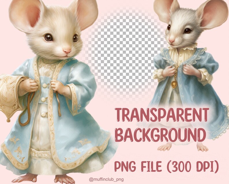 Watercolour Little Blue Mouse Clipart - Fairytale Mice PNG Digital ...