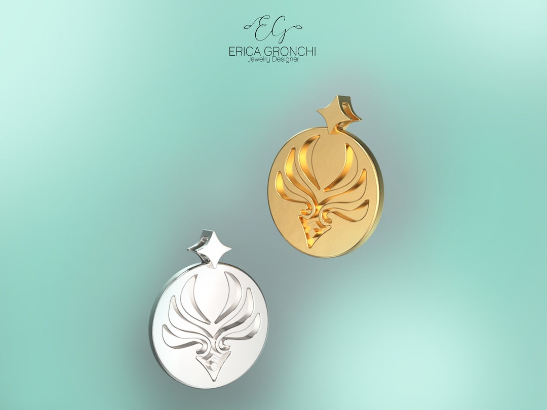 Genshin Impact Anemo Element Original Design Pendant, Necklace, Brass ...