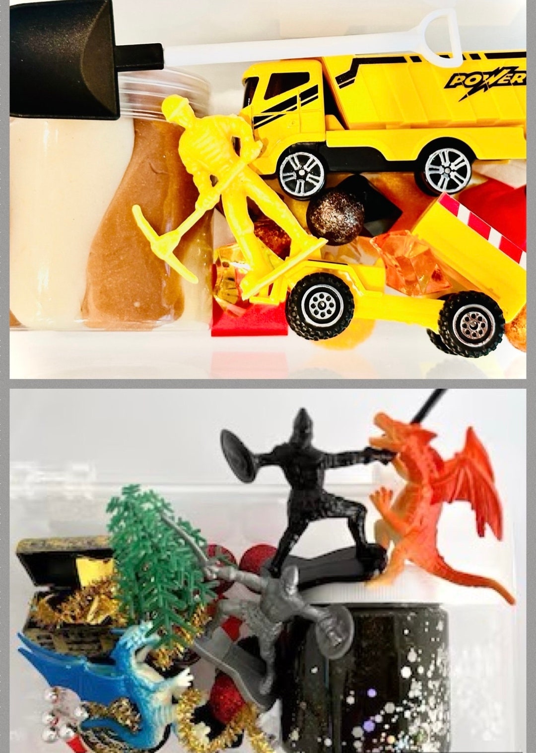 Construction and Dragons and Knights Homemade Sensory Dough Mini Kit ...