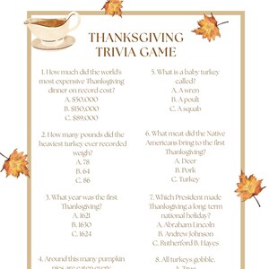 Thanksgiving Game Bundle Printed for You Thanksgiving Activity Trivia ...