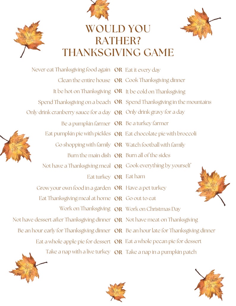 Thanksgiving Game Bundle Printed for You Thanksgiving Activity Trivia ...