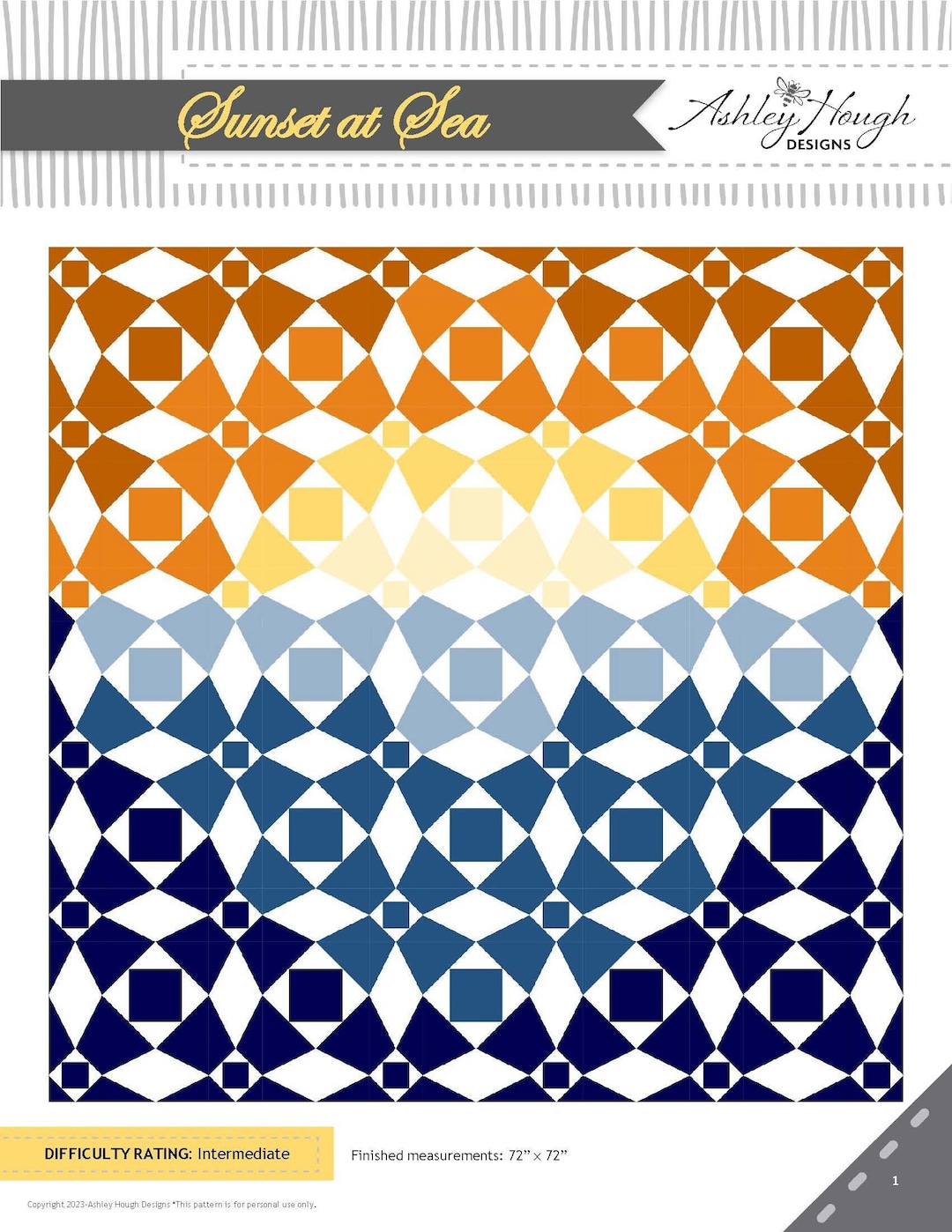 Sunset at Sea Quilt Pattern- Digital Pattern Download - Etsy