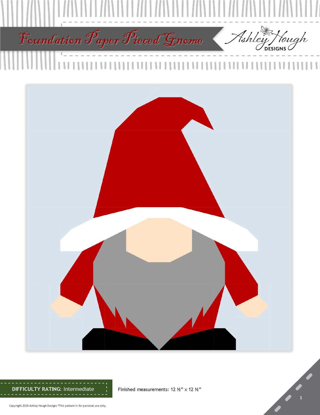 Gnome- Foundation Paper Pieced Pattern- Digital Download - Etsy