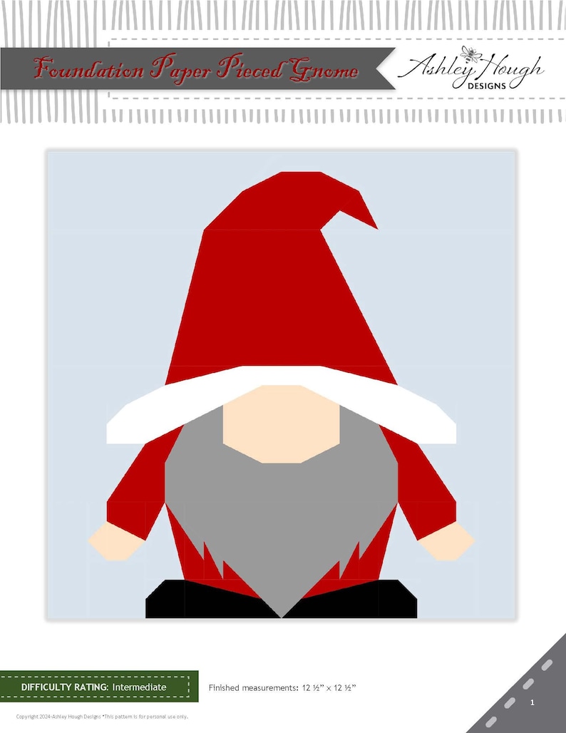 Gnome- Foundation Paper Pieced Pattern- Digital Download - Etsy