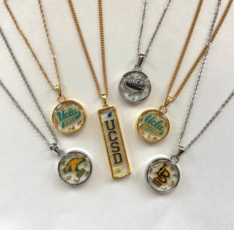 Custom College Necklace Gold/silver College Logo Necklace - Etsy