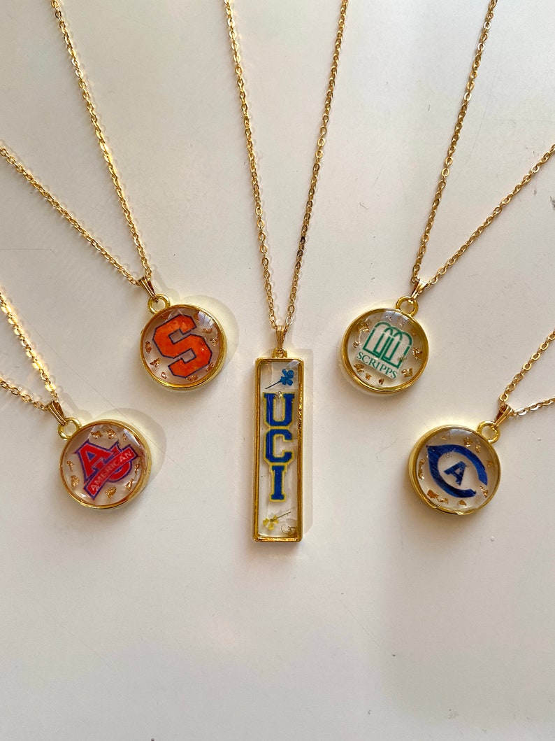Custom College Necklace Gold/silver College Logo Necklace - Etsy