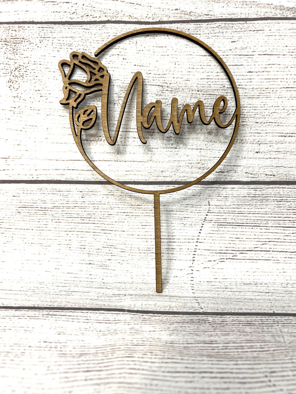 Rose Birthday Round Cake Topper Maple Wood - Etsy