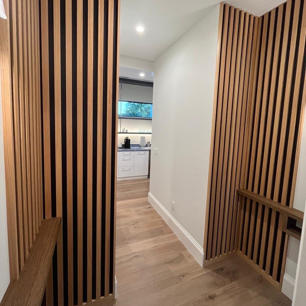 Natural White Oak Rift on Dark Wood Backing | Wall Panels | Custom Wood ...