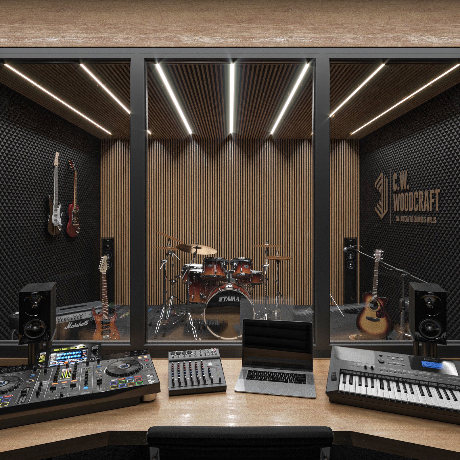 Custom Wood Ceiling Coverings for Recording and Podcast Studios ...