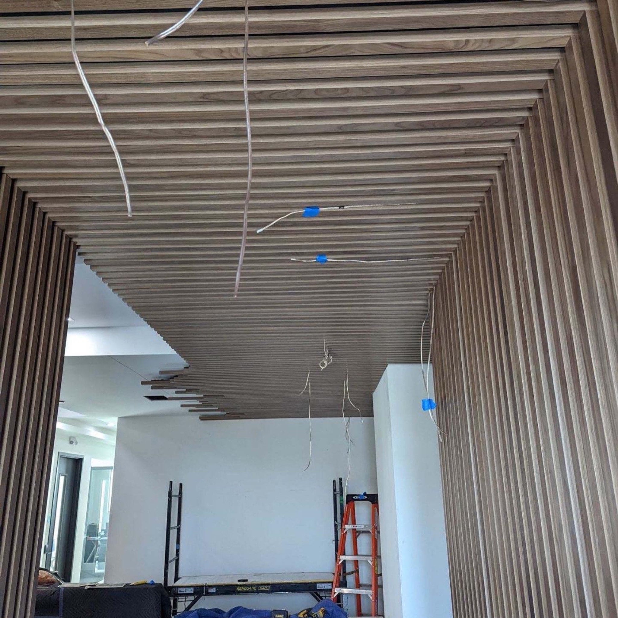 Office Ceiling | Pattern Wood Ceiling and Wall With Lights | Commercial ...