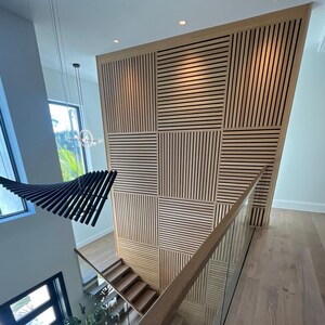Foyer Stairway Wall Panel | Natural White Oak Rift Parquet Wall Panels ...