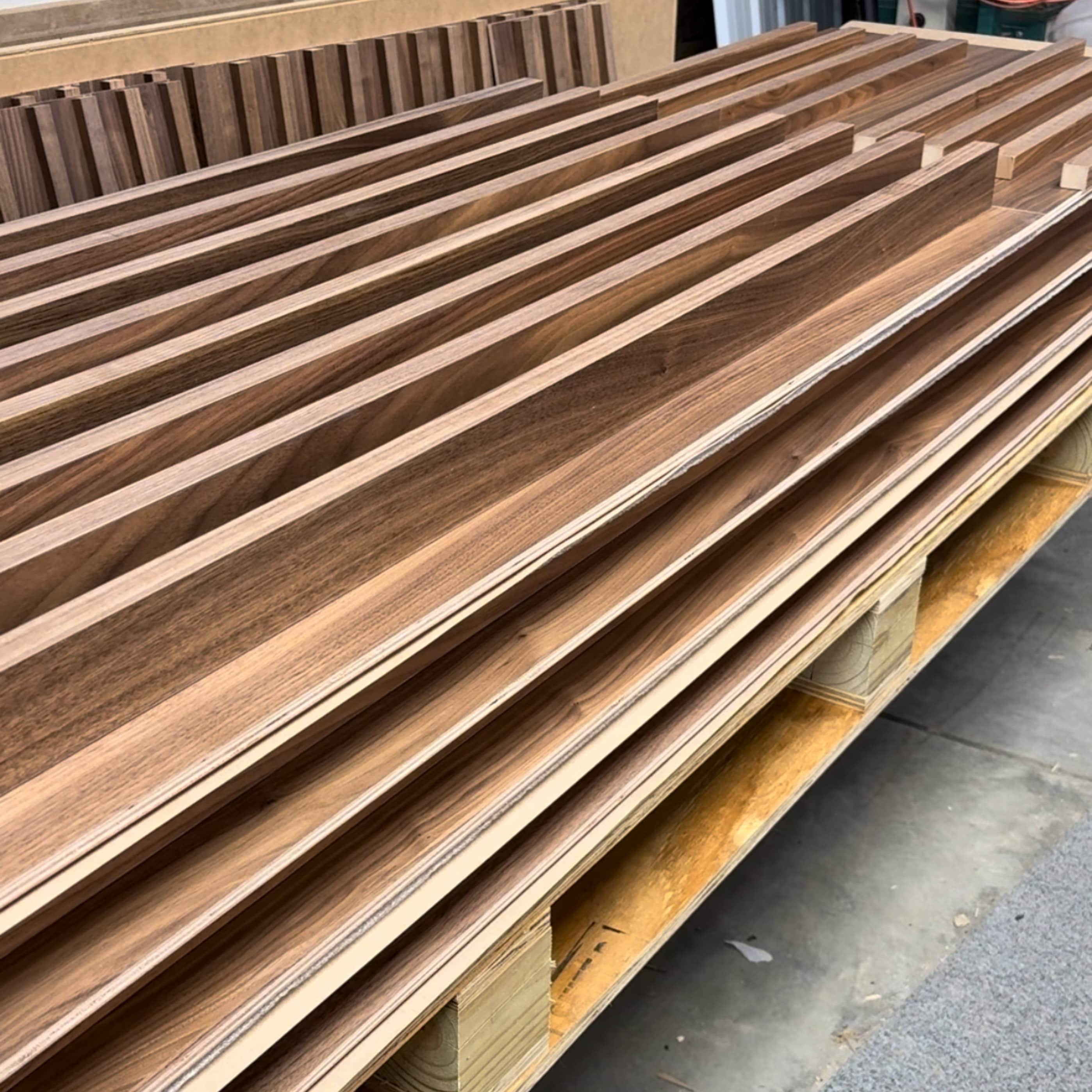Walnut on Walnut Wood Ceiling Panels | Custom Reception Desk Area ...
