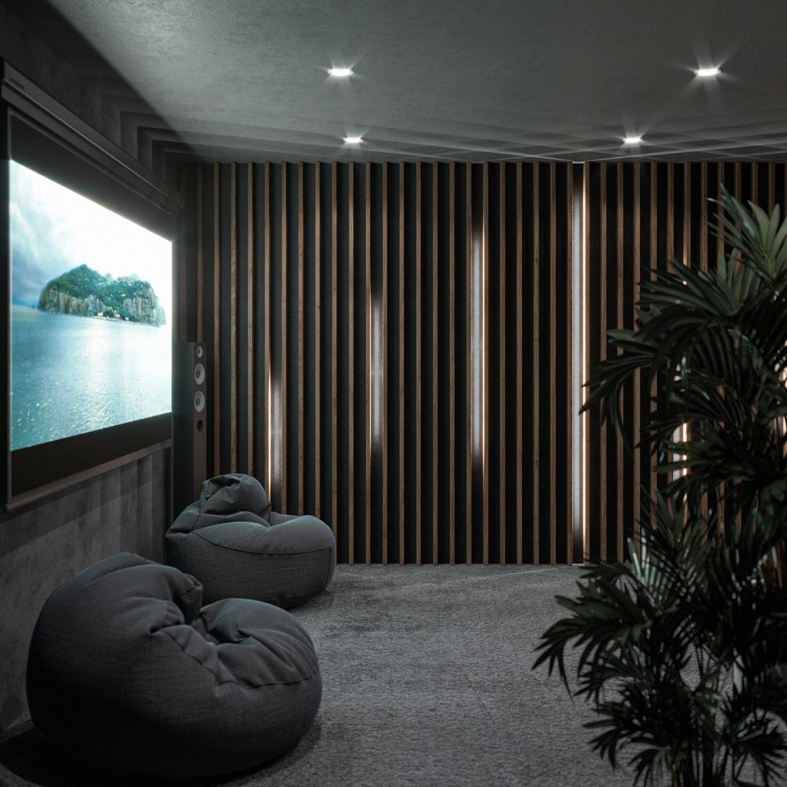Home Theater Wood Walls | Architectural Grade | White Oak or Walnut ...