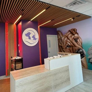 White Oak LED Wood Ceiling Panels - Modern Reception Area Décor ...