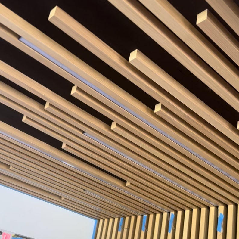 Custom Pattern Wood Ceiling and Wall With Lights | Commercial or ...
