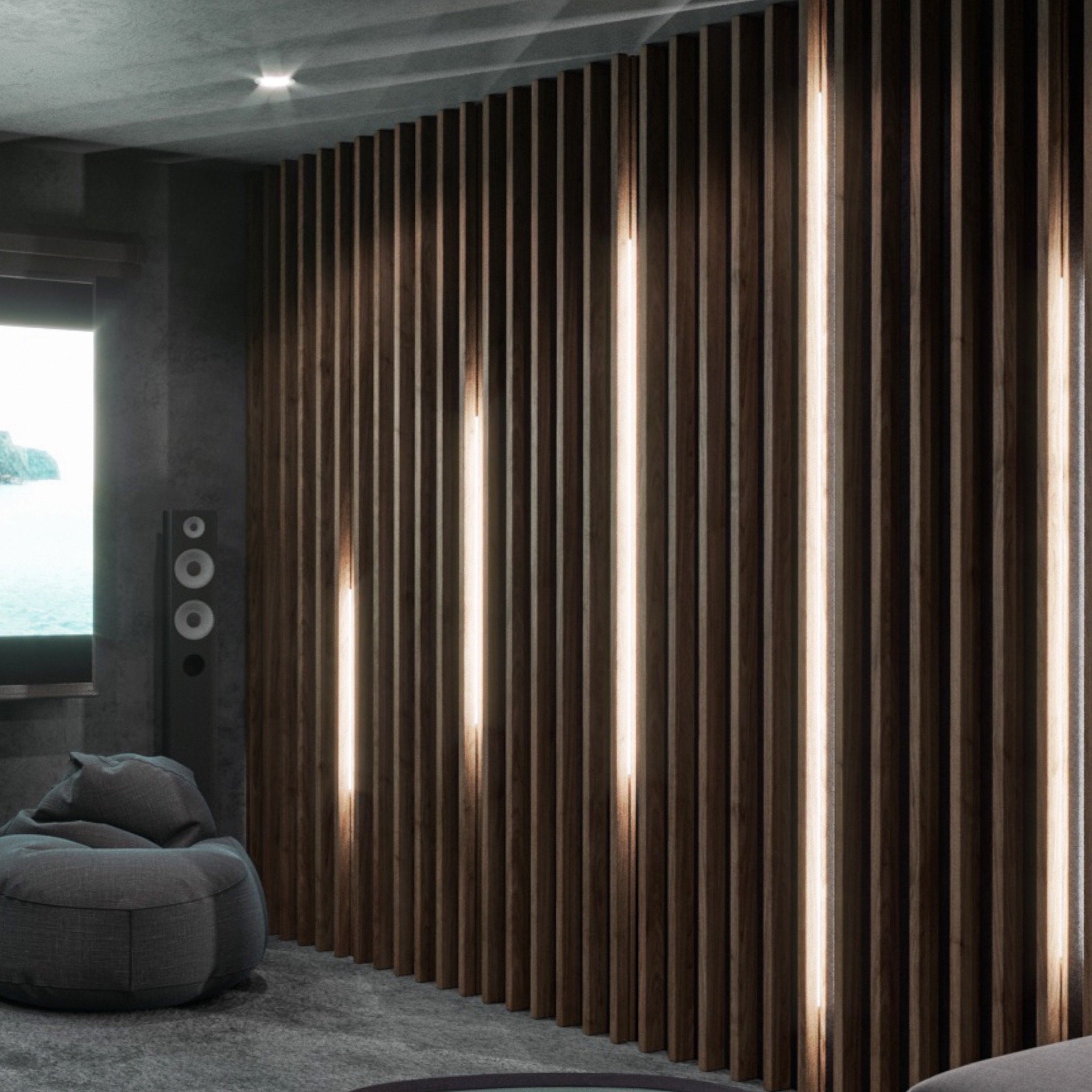 Home Theater Wood Walls | Architectural Grade | White Oak or Walnut ...