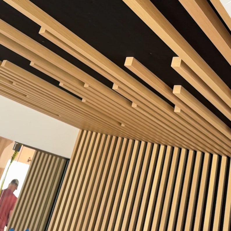 Custom Pattern Wood Ceiling and Wall With Lights | Commercial or ...