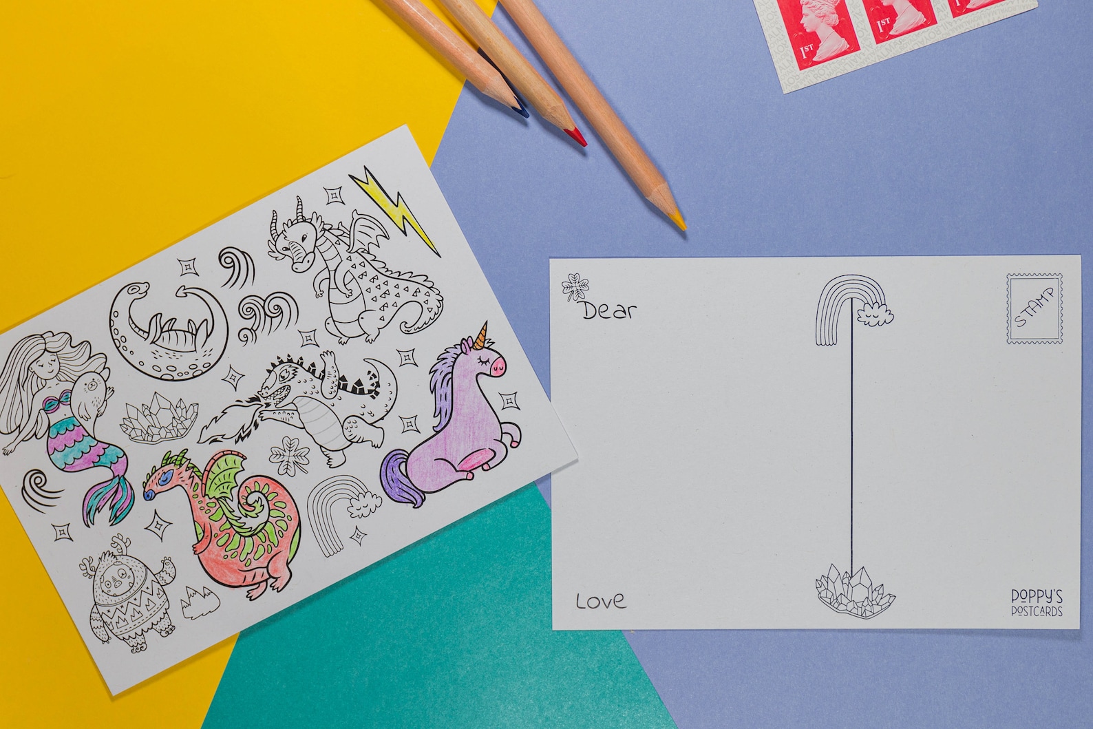 Kids Colouring in Postcards Mixed Pack of 8 Activity Cards for Lockdown ...
