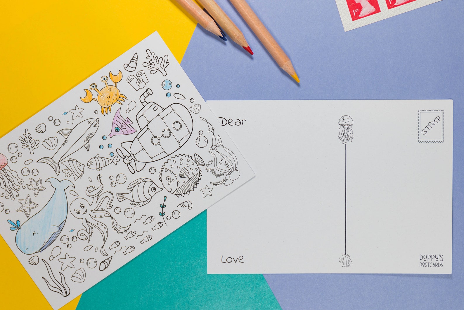 Kids Colouring in Postcards Mixed Pack of 8 Activity Cards | Etsy