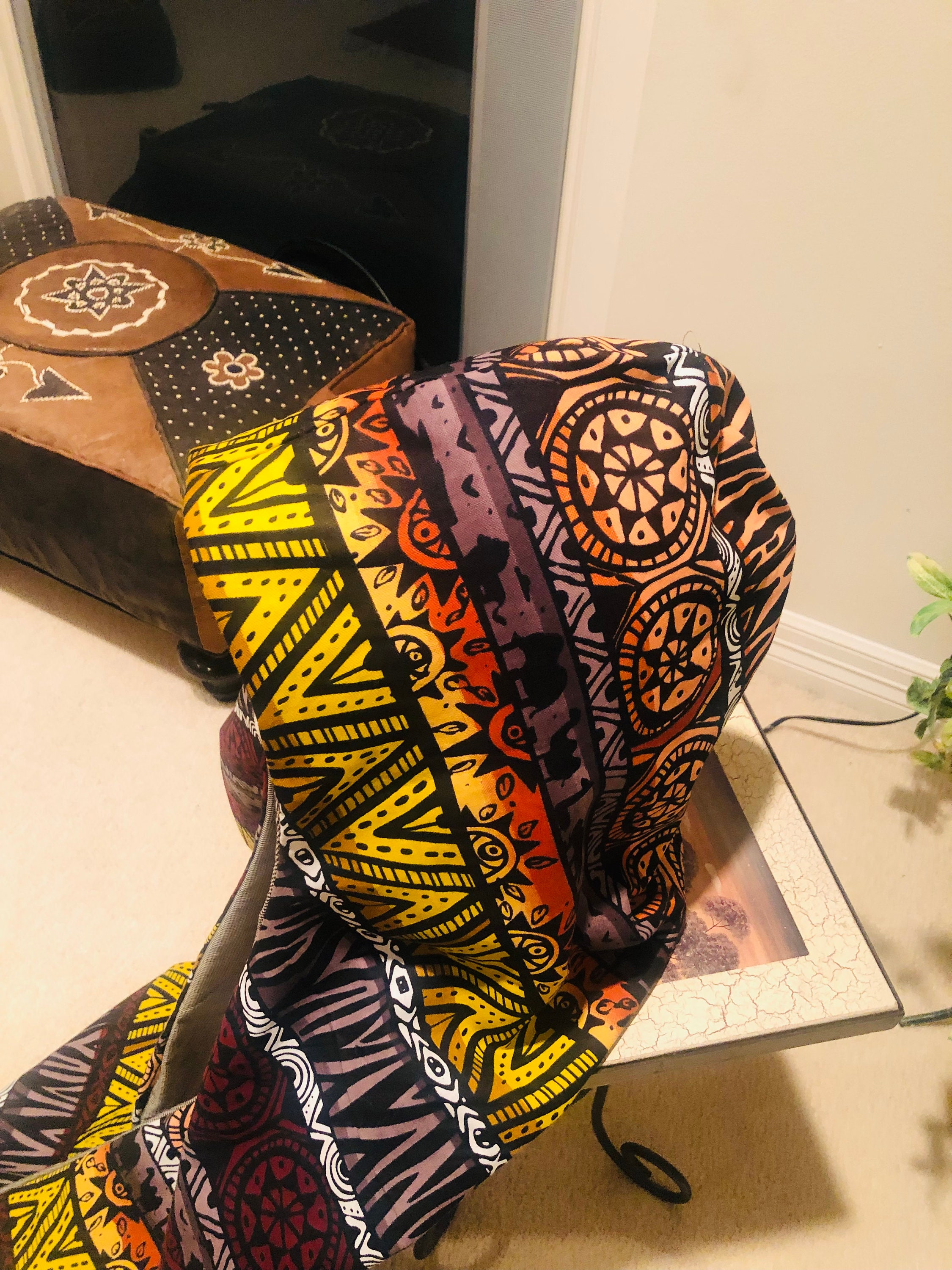 Handmade Wool Lined African Ankara Scarf: Boho Hooded Shawl - Etsy