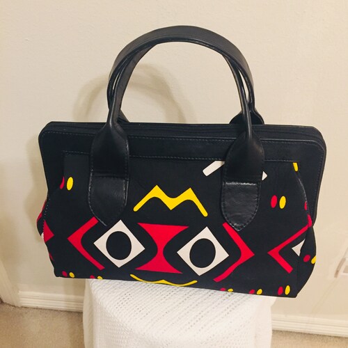 African Kente Wavy Handbag/black Purse/african Handbag/top - Etsy