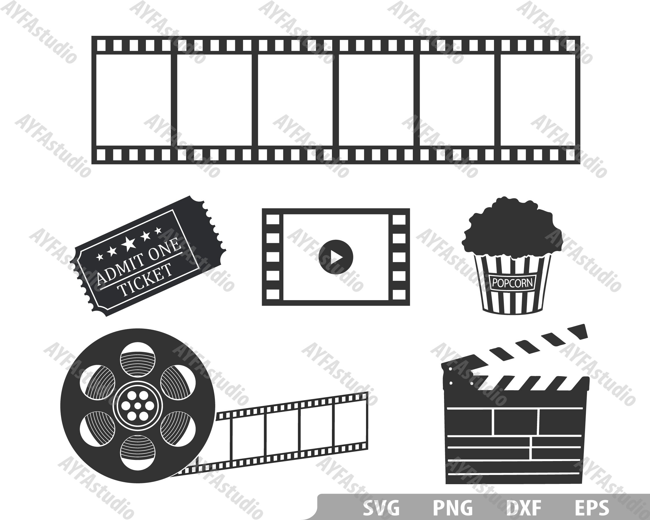 Film Svg Movie Svg Film Strip Svg Film Reel Svg Popcorn | Etsy