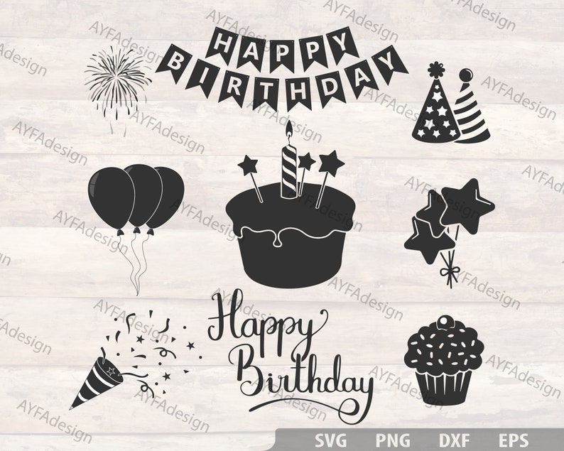 Happy Birthday Svg, Celebration Svg, Party Decorations Svg, Happy ...