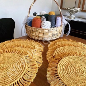 Macrame Placemats, Plate Mats, Round Dining Table Decor, Napkin Rings ...