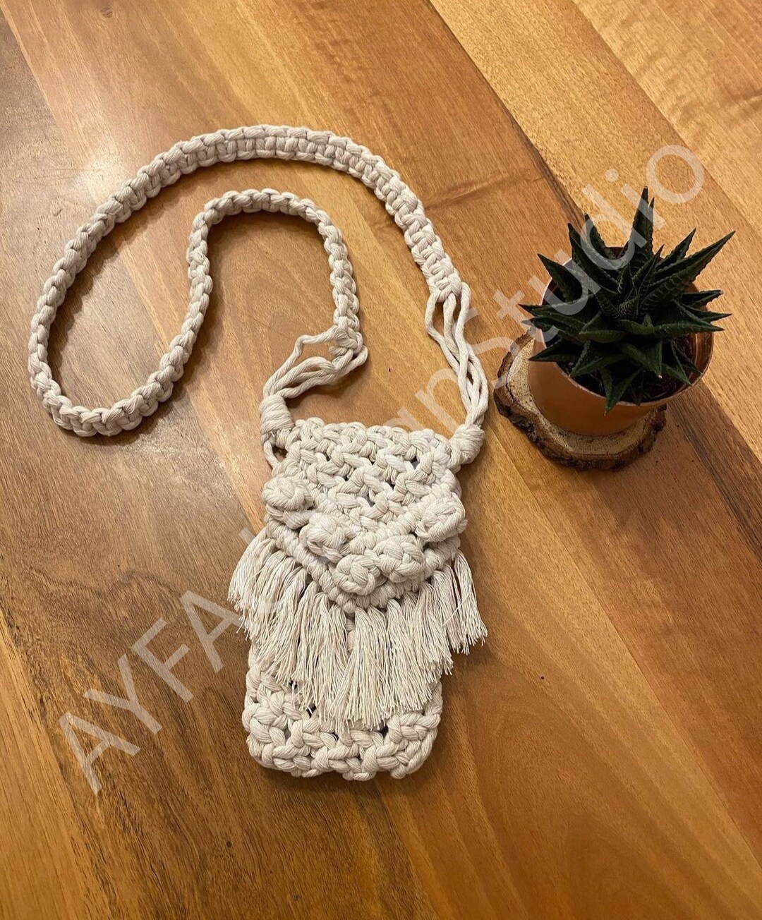 Macrame Phone Bag, Mini Sling Bag, Handle Purse, Macrame Shoulder Bag ...