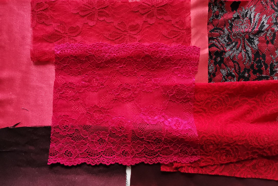 Scrap Lace Bag Red Color Scrap Fabrics and Lace Bag Different Size ...