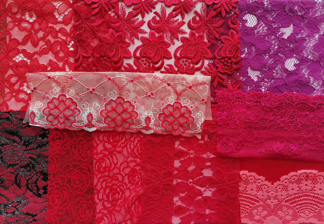 Scrap Lace Bag Red Color Scrap Fabrics and Lace Bag Different Size ...