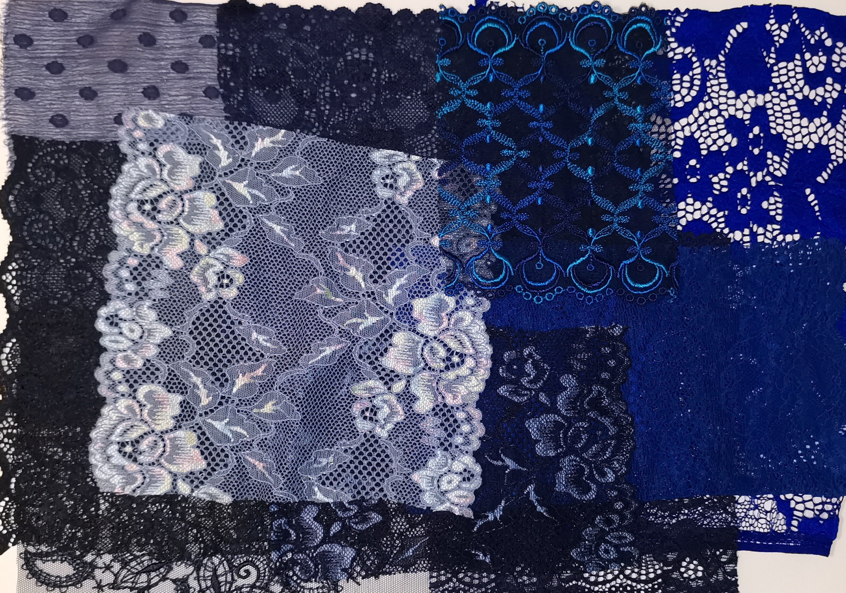 Scrap Lace Bag Blue Color Scrap Fabrics and Lace Bag Different Size ...