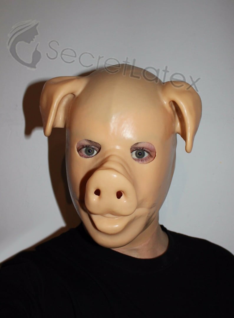 Nude Latex Pig Hood Rubber Fetish Full Head Bondage Mask | Etsy