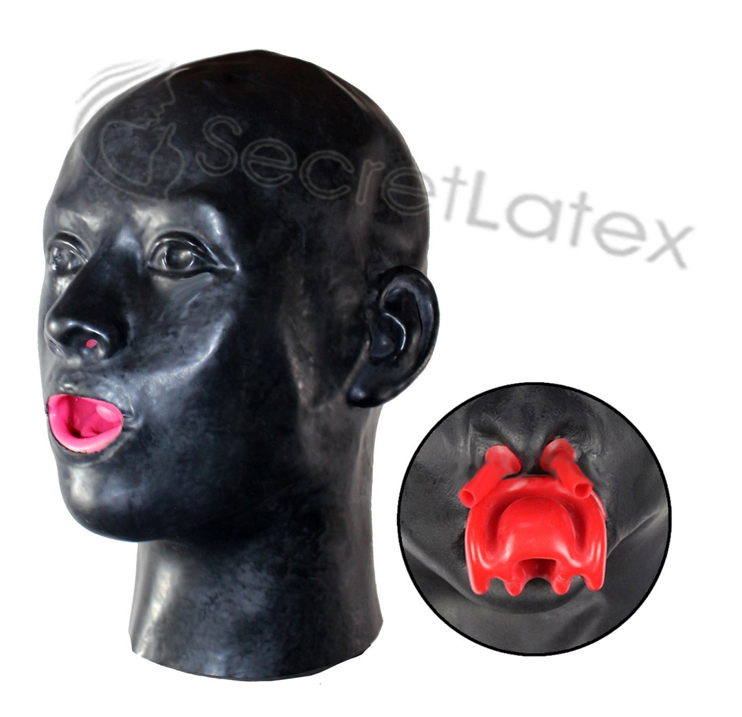 Latex Hood Mouth Gag Sheath Gimp Mask Anatomical Female Features Zipper ...