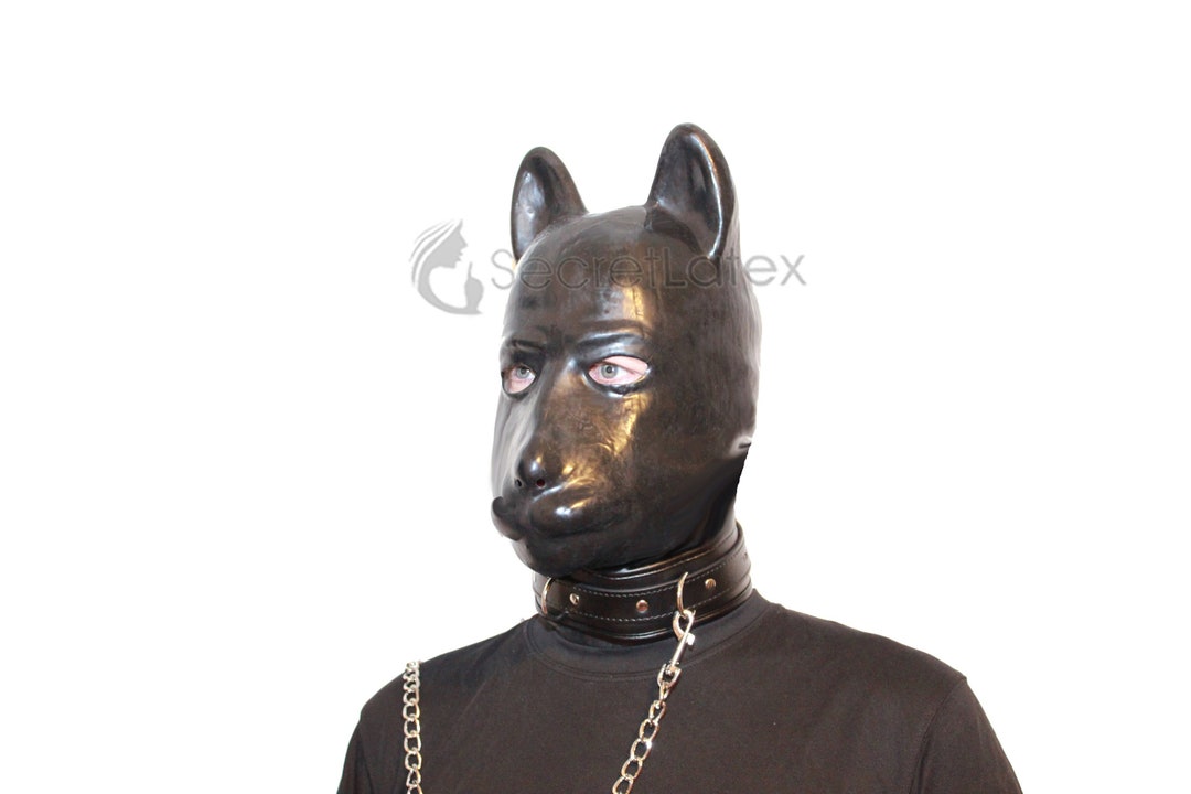 Black Latex Dog Hood Rubber Puppy Fetish Full Head Bondage - Etsy