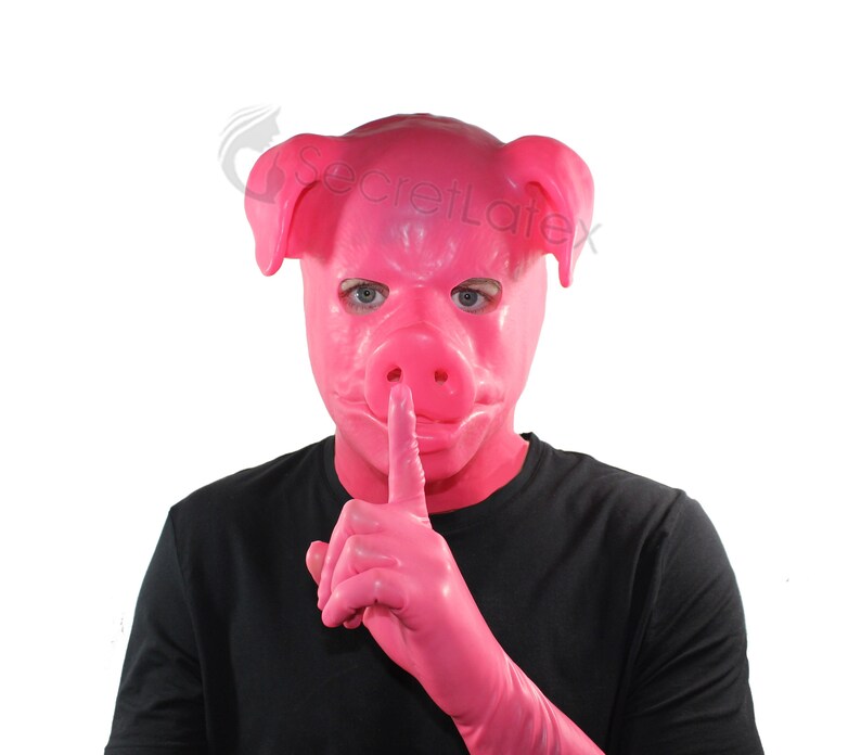 Pink Latex Pig Hood Rubber Fetish Full Head Bondage Animal - Etsy